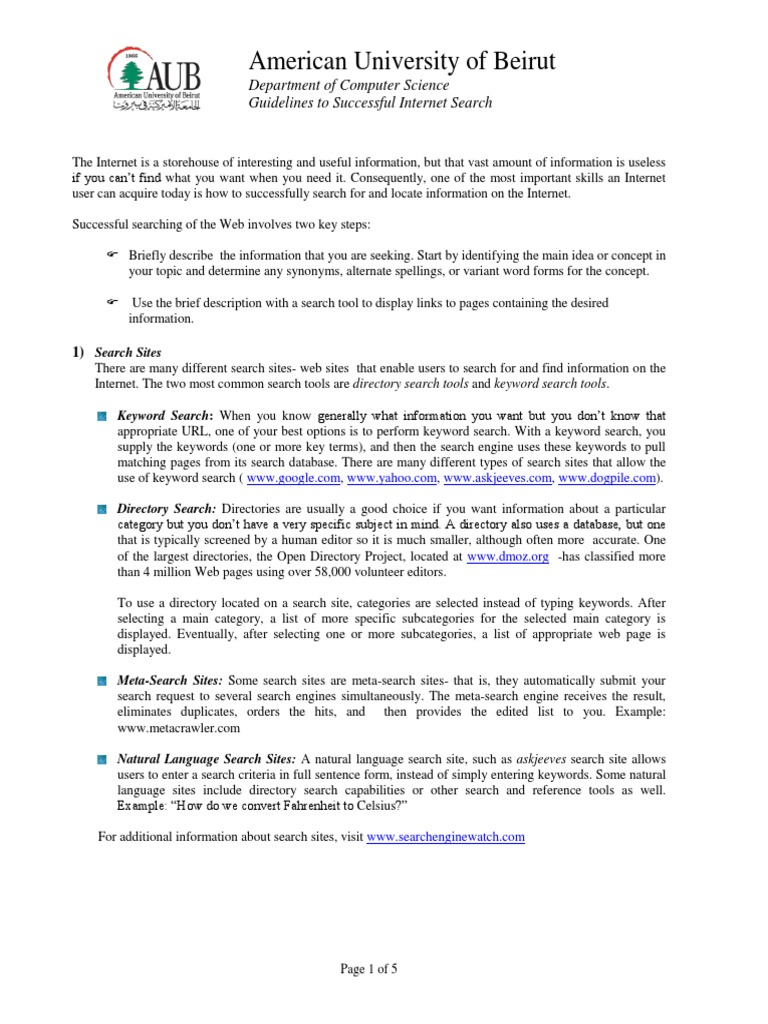Internet Search Guidelines Pdf Search Engine Optimization Web