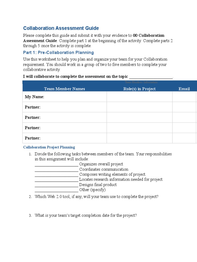 Collaboration Assessment Guide-Gov | PDF | Communication