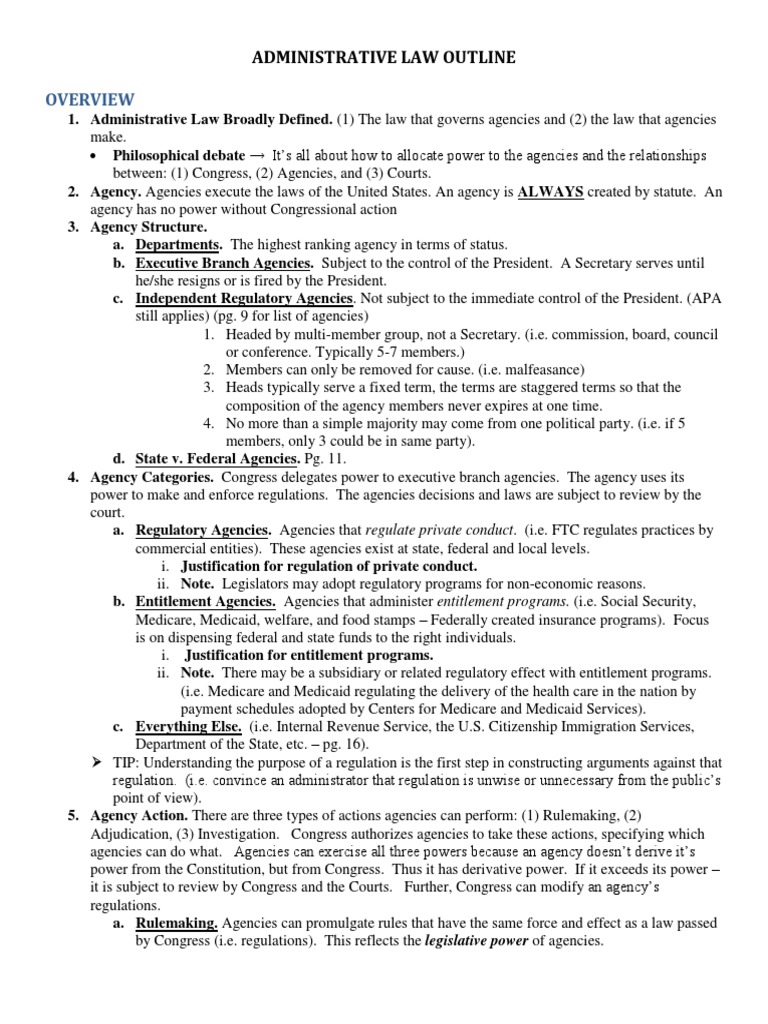 Administrative Law Outline | Rulemaking | Standard Of Review