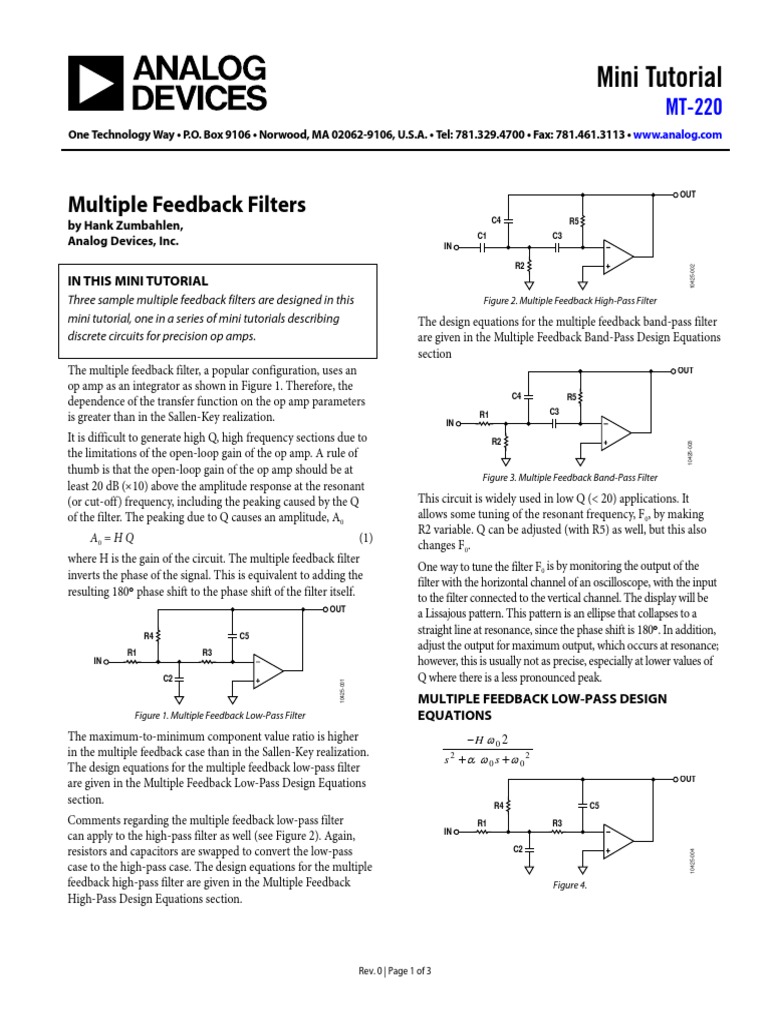 Mini Tutorial: Multiple Feedback Filters | Download Free PDF ...