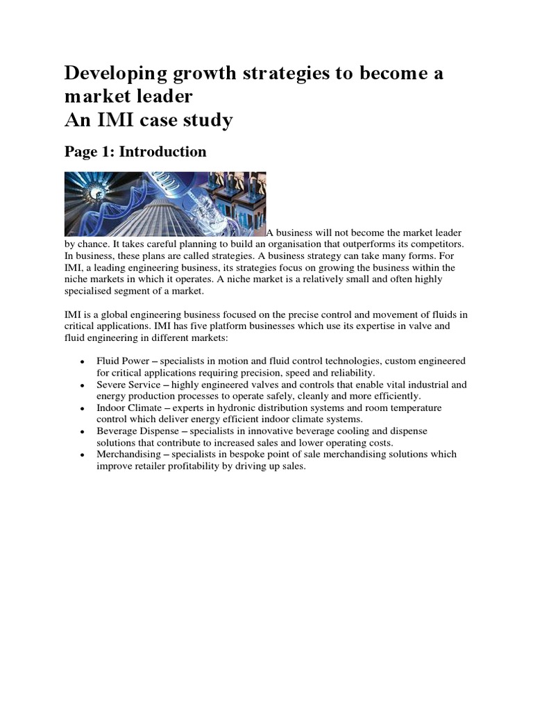 IMI's Growth Strategies for Market Leadership | PDF | Strategic ...