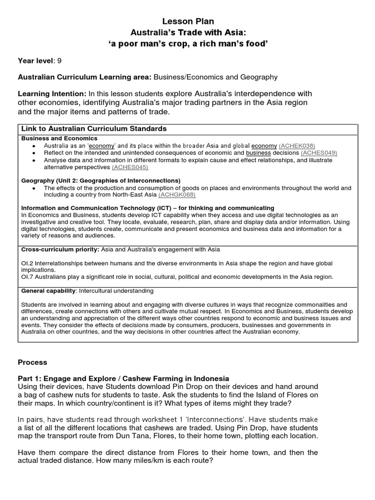 Australia's Trade with Asia: Lesson Plan | PDF | Australia ...