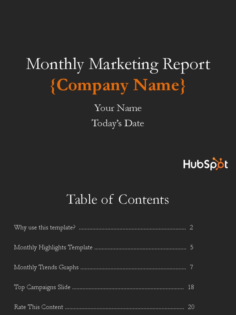 Monthly Marketing Reporting Template | PDF | Microsoft Excel | Market ...