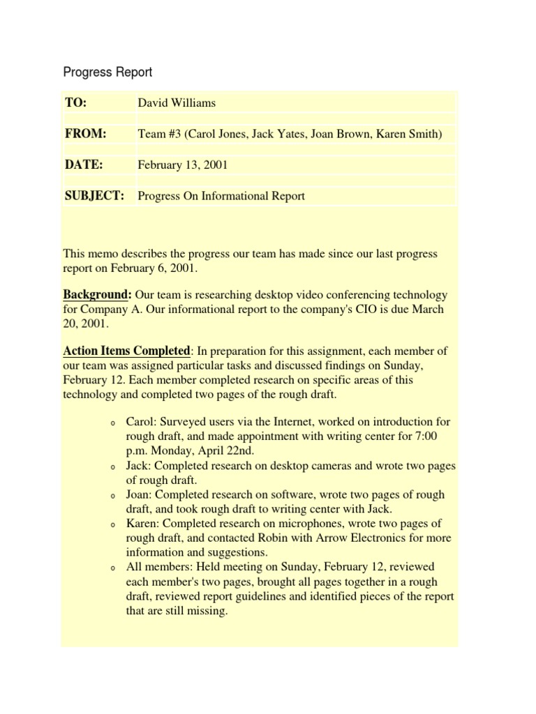 Sample Progress Report | PDF