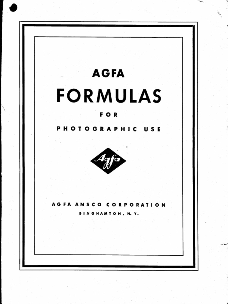 Agfa Photographic Chemistry Guide | PDF | Ounce | Grain (Unit)