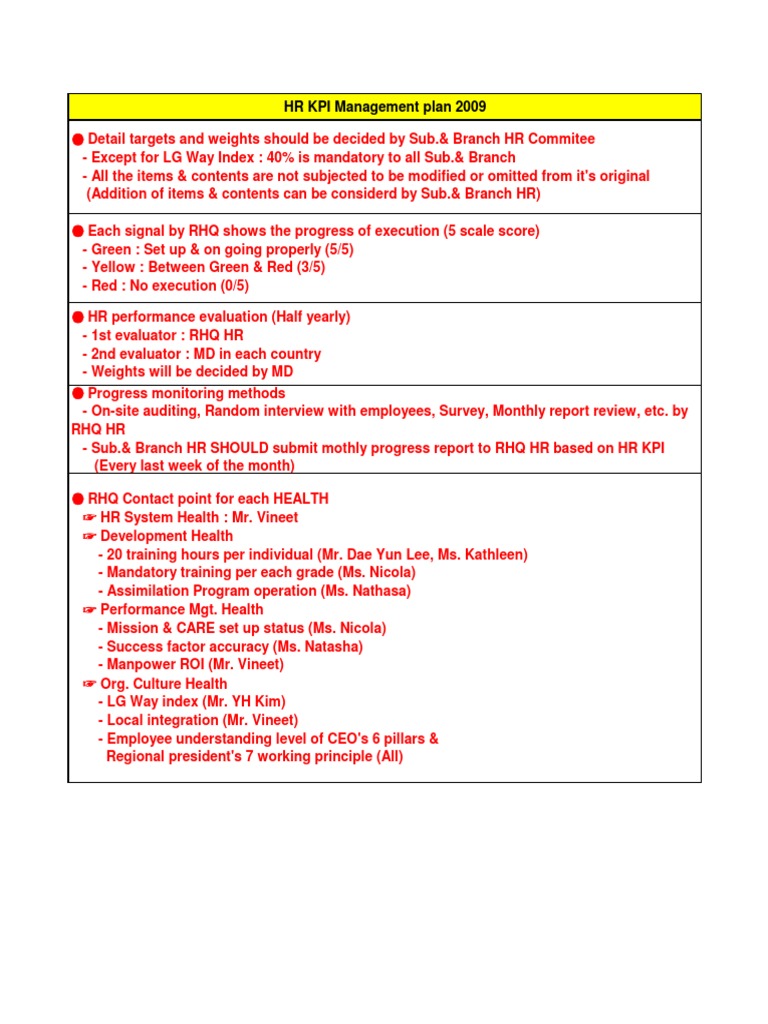 Common HR KPI Checklist (HQ) | PDF | Recruitment | Employee Benefits