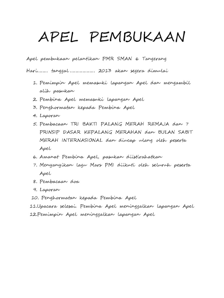 Apel Pembukaan | PDF