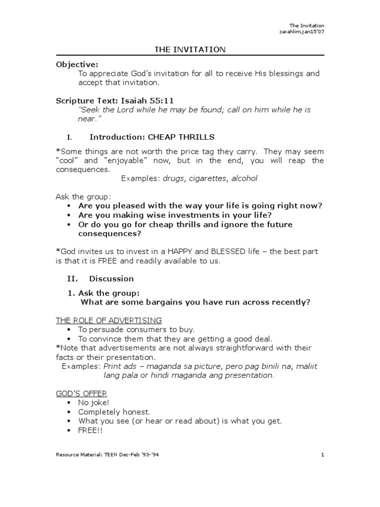 THE INVITATION Jan15 2007 | Download Free PDF | Repentance | Forgiveness