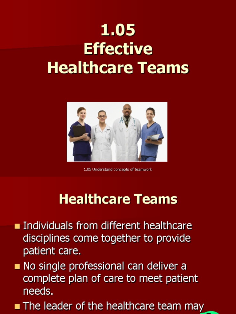1.05 Effective Healthcare Teams: 1.05 Understand Concepts of Teamwork ...