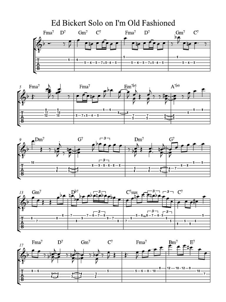 Ed Bickert Solo Transcription-I'm Old Fashioned | PDF | Foreign ...