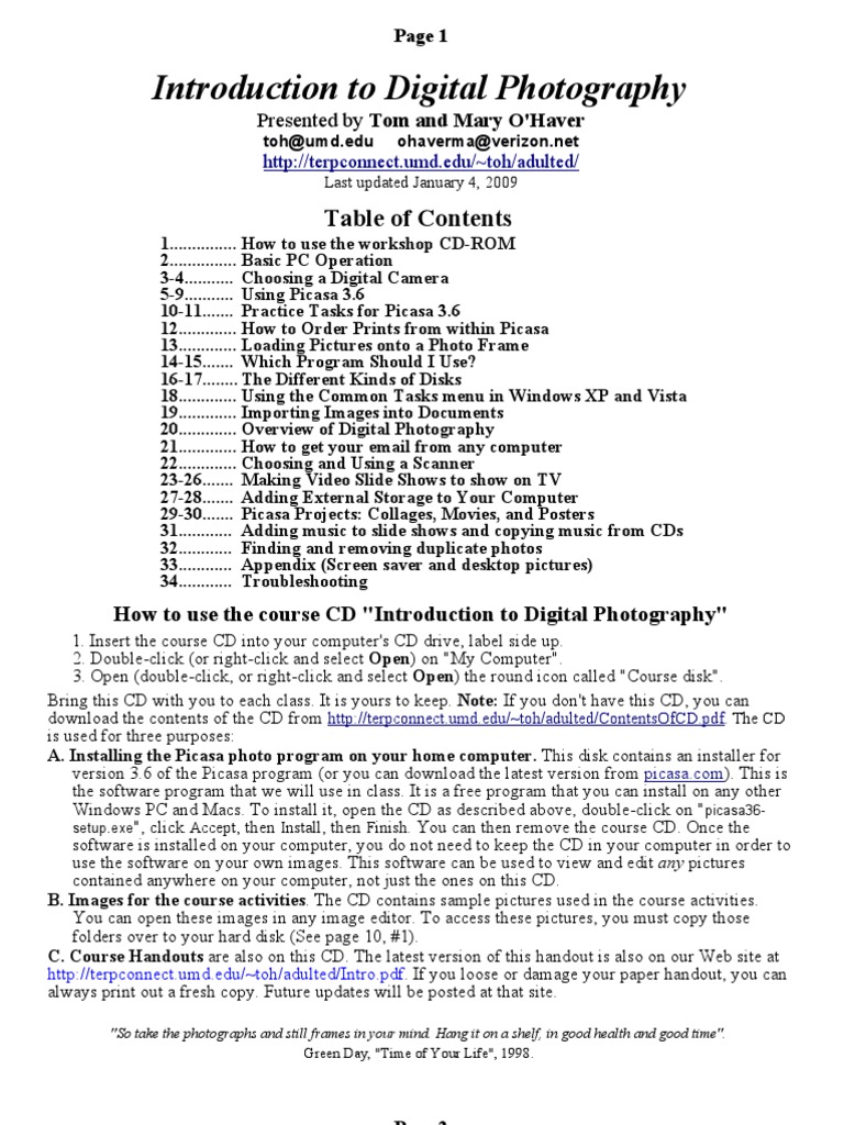 Introduction To Digital Photography (2010) | PDF | Camera | Exposure ...