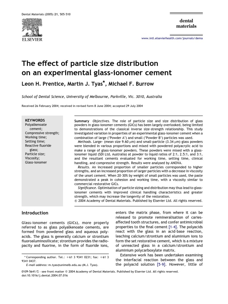 Particle Size Impact on Glass-Ionomer Cements | PDF | Dental Material ...