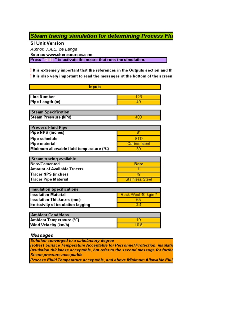 Steam Tracing Calculation.xls | Thermal Insulation | Thermal Conductivity