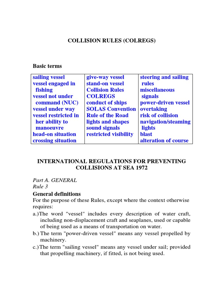 Collision Rules (Colregs) | Sea Captain | Ships