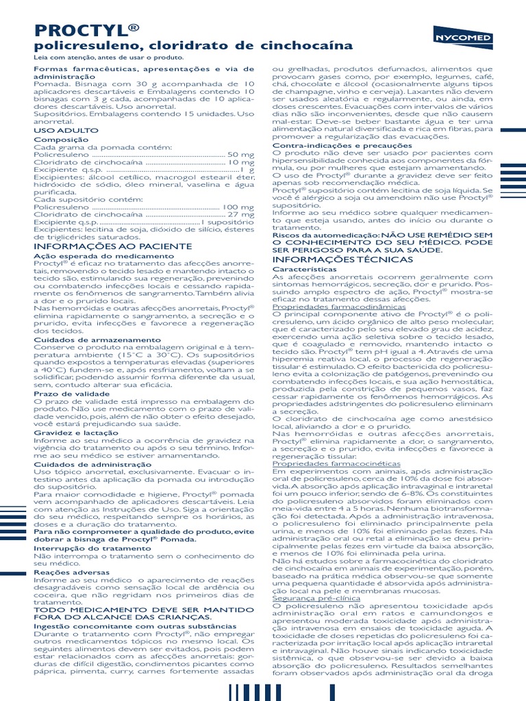 Bula Proctyl PDF | PDF | Dermatite | Especialidades médicas