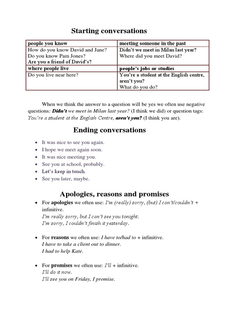Starting Conversations | PDF