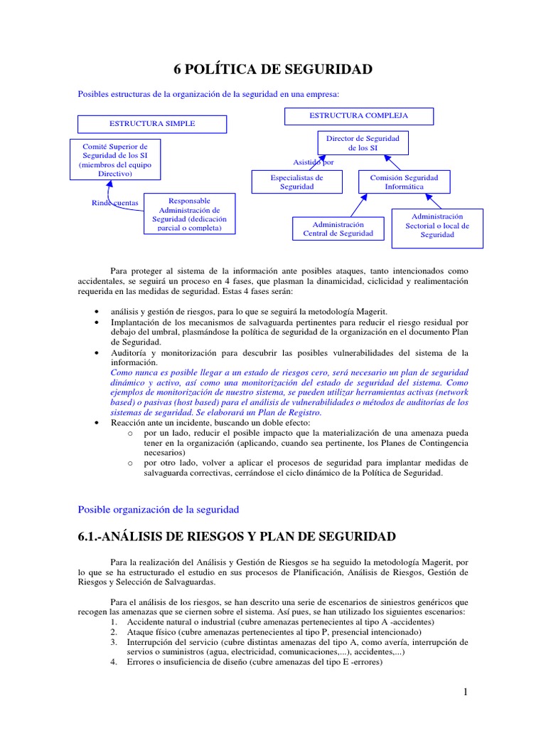 Ejemplo Plan de Seguridad Con Magerit v7 PDF | PDF | Contraseña | Autenticación