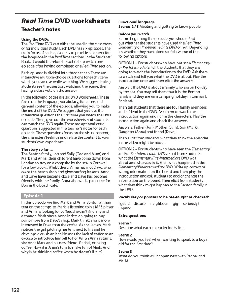 Real Life Int Video Worksheets | PDF