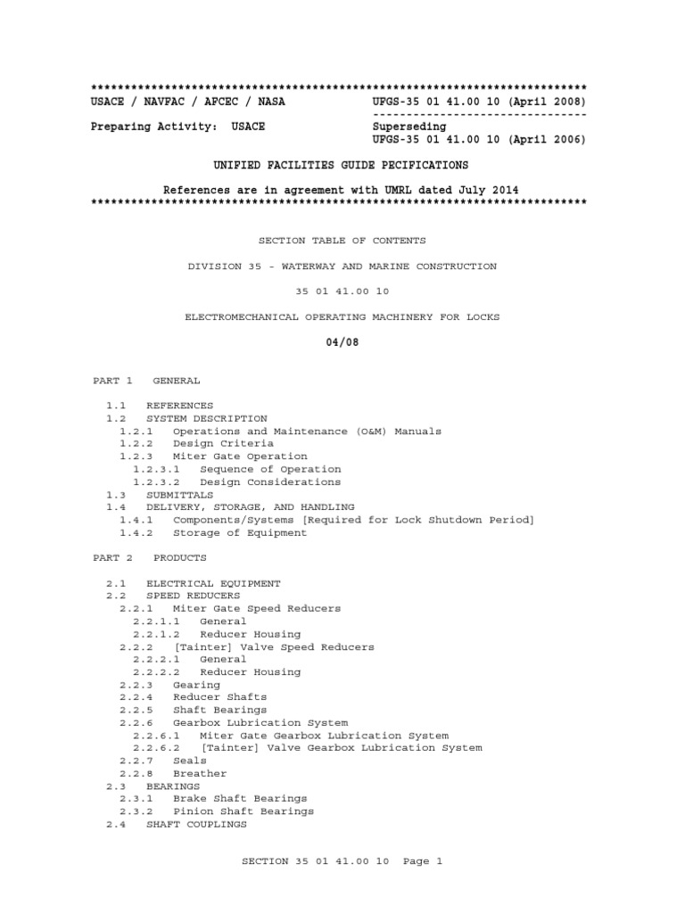 Ufgs 35 01 41.00 10 PDF | PDF | Gear | Bearing (Mechanical)