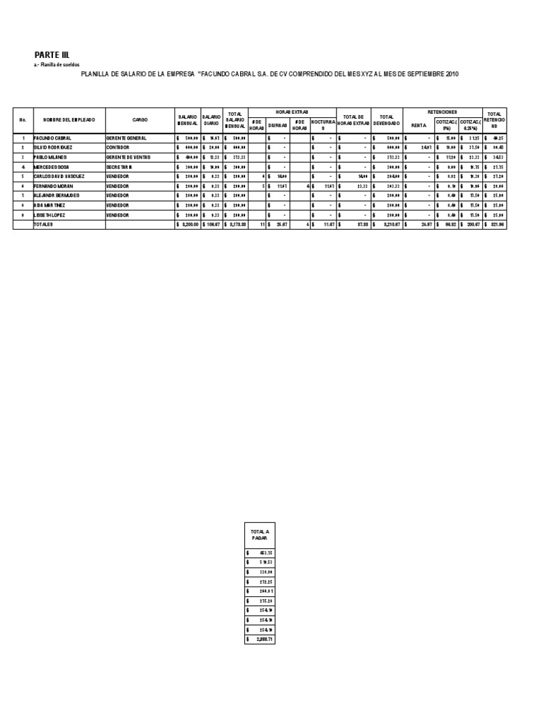 Formato Planilla Mensual | PDF