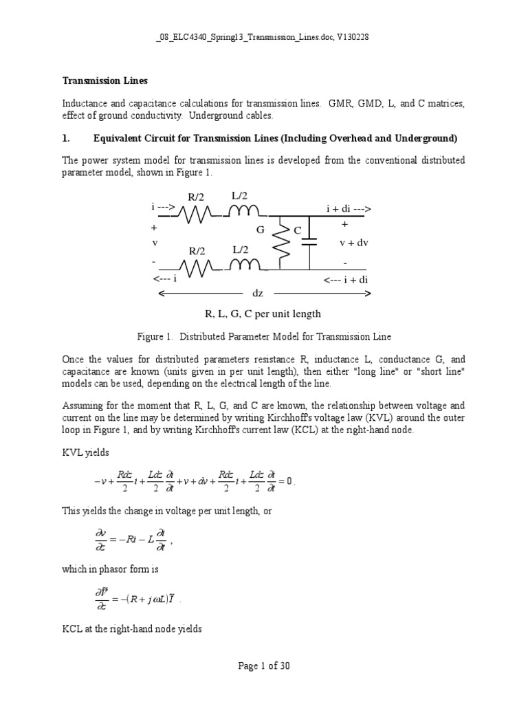 Transmission - Lines Pi Model | PDF | Inductance | Temporal Rates