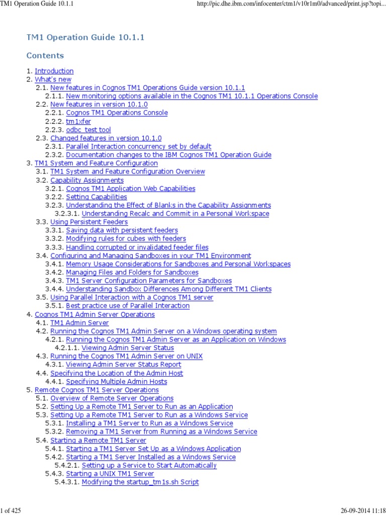 04.TM1 Operation Guide 10.1.1 | PDF | Business | Information Management