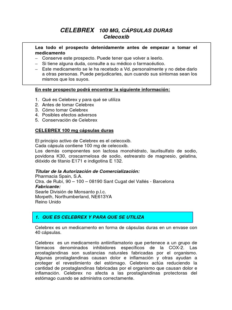 Celecoxib Pros PDF | PDF | Medicamentos con receta | Medicina CLINICA