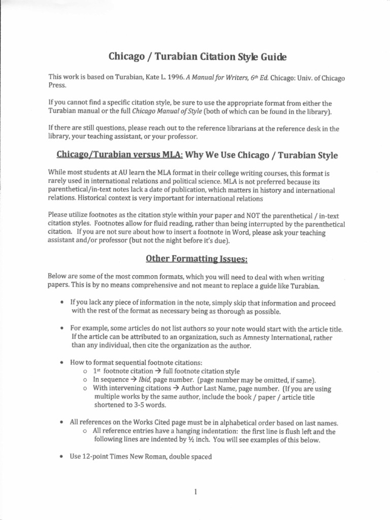 Turabian Style Guide - Fall 2012 | PDF | A Manual For Writers Of ...