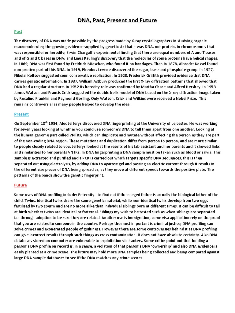 DNA, Past, Present and Future | PDF | Dna Profiling | Dna