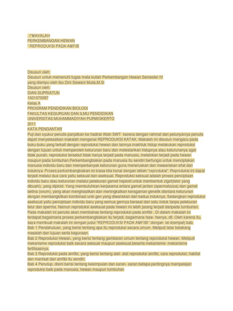 Makalah Reproduksi Katak | PDF