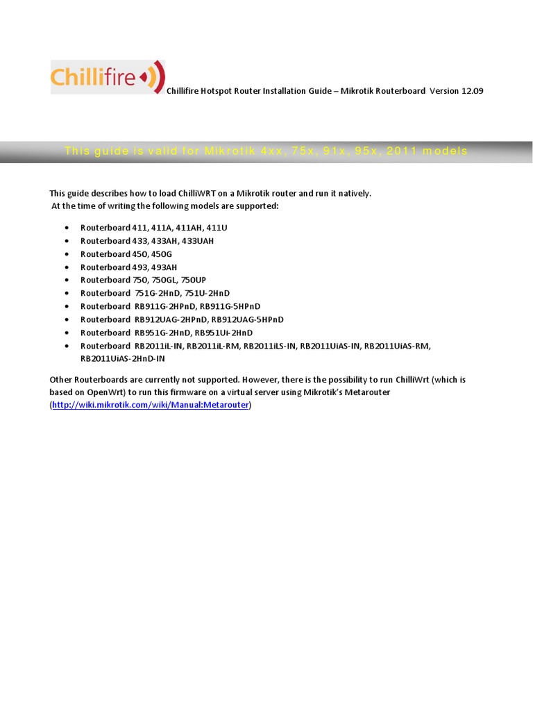 This Guide Is Valid For Mikrotik 4xx, 75x, 91x, 95x, 2011 Models | PDF ...