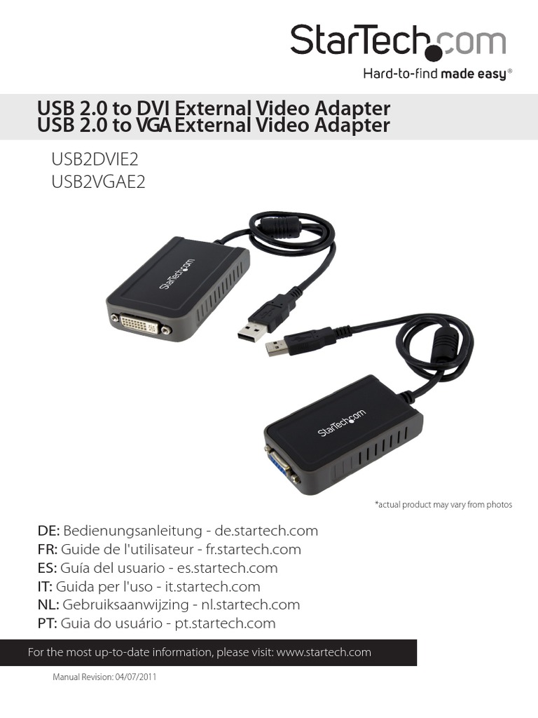 USB 2.0 To DVI External Video Adapter USB 2.0 To VGA External Video ...