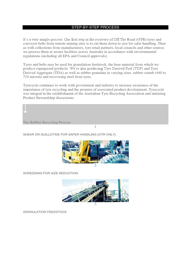 Step-By-Step Process: The Rubber Recycling Process | PDF | Tire | Recycling