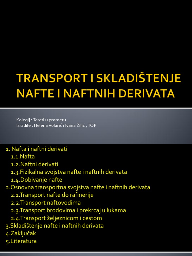 Transport I Skladištenje Nafte I Naftnih Derivata | PDF