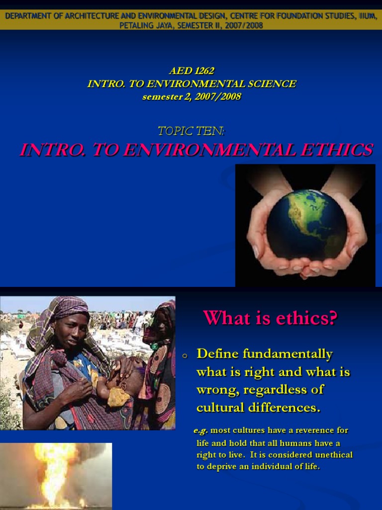 Intro. To Environmental Ethics: Topic Ten | PDF | Environmental Ethics ...