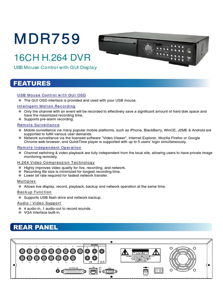 16 Channel H.264 DVR with Intelligent Motion Recording, Remote ...