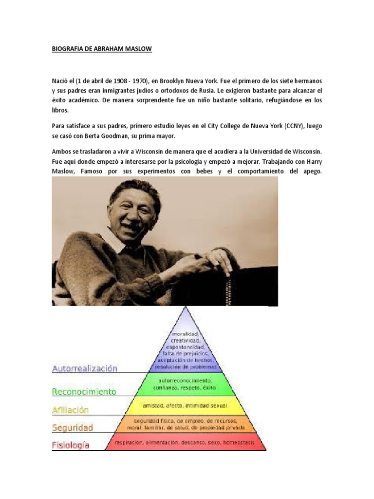 Biografia de Abraham Maslow | PDF | Acción (filosofía) | Cognición