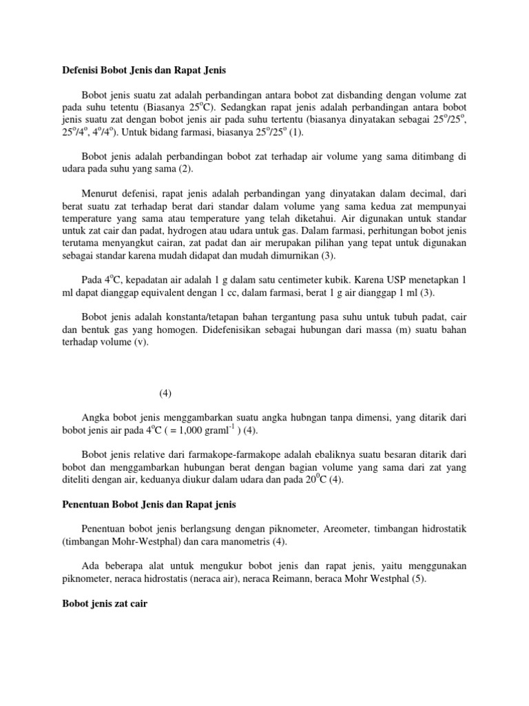 Defenisi Bobot Jenis Dan Rapat Jenis | PDF