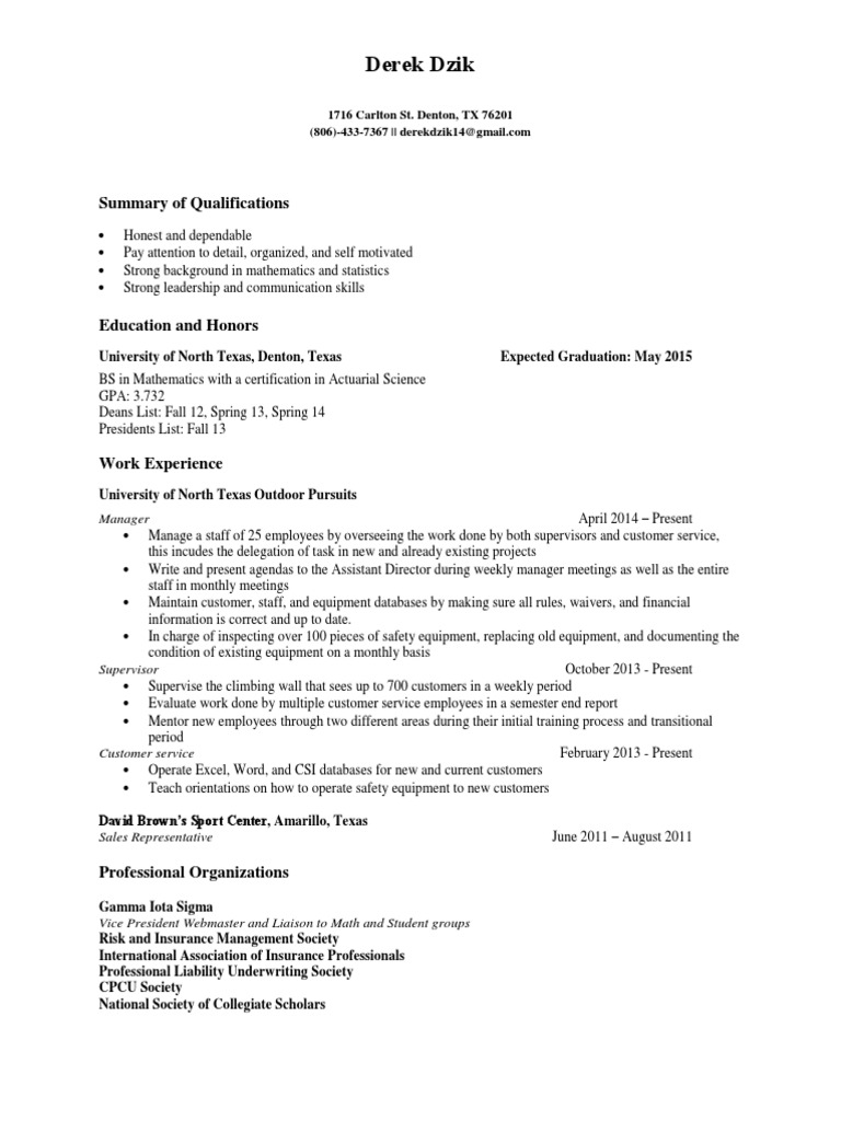 Derek Dzik's Professional Resume Summary | PDF | Career & Growth