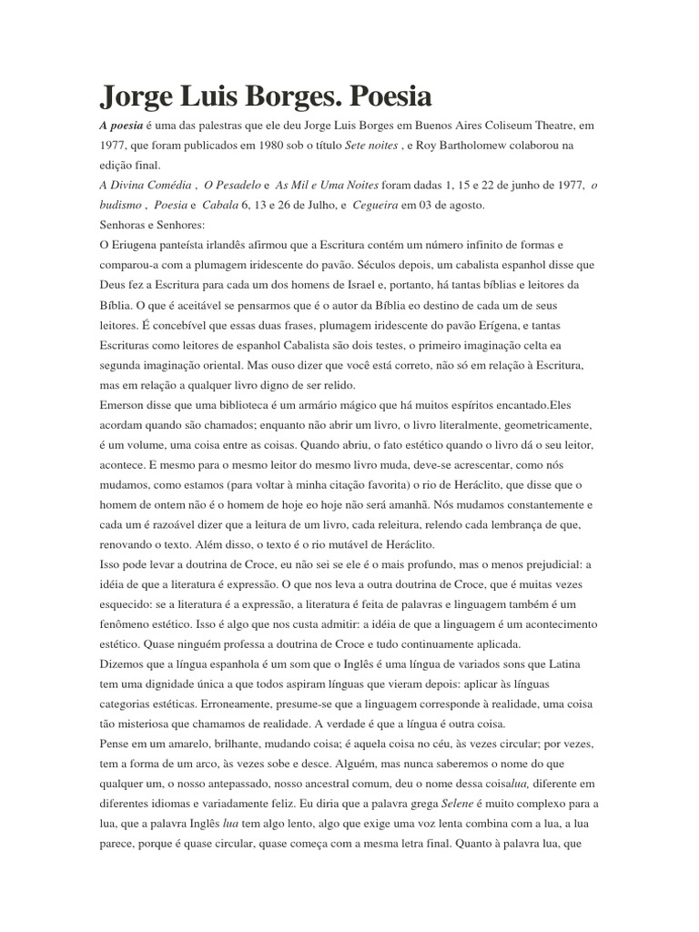 Jorge Luis Borges Poesia | PDF | Poesia | Linguagem natural