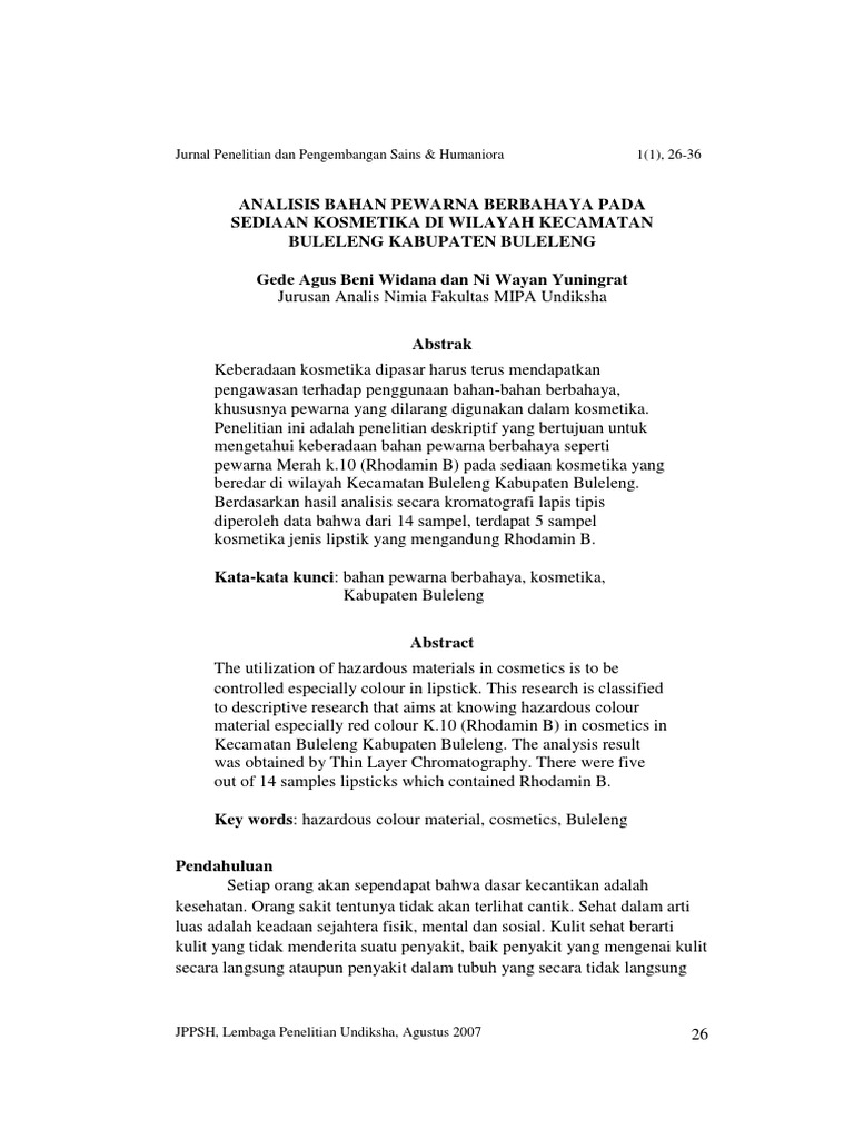 Analysis Of Coloring Agent In Buleleng PDF