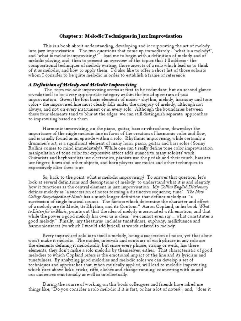 Melodic Techniques in Jazz Improvisation | PDF | Jazz | Improvisation