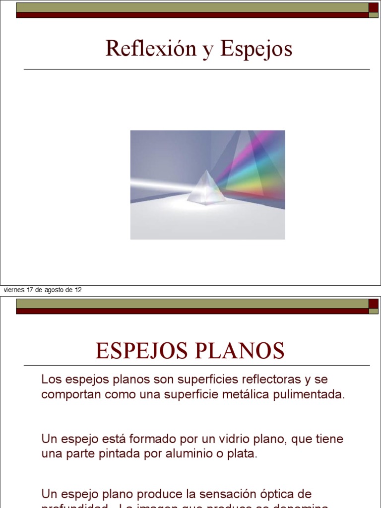 Guía de Espejos: Planos y Curvos | PDF | Espejo | Reflexión (Física)