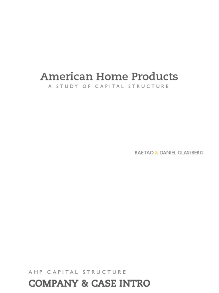 American Home Products: A Study of Capital Structure | Download Free ...