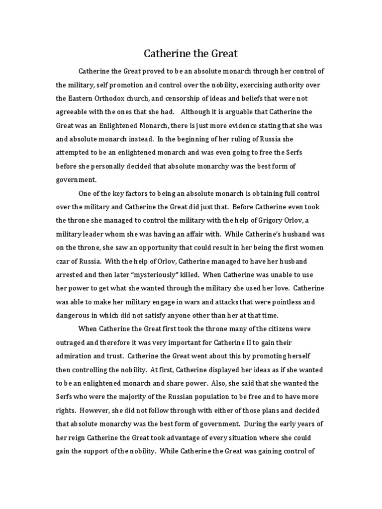 Catherine The Great The Absolute Monarch | PDF | Russian Empire ...