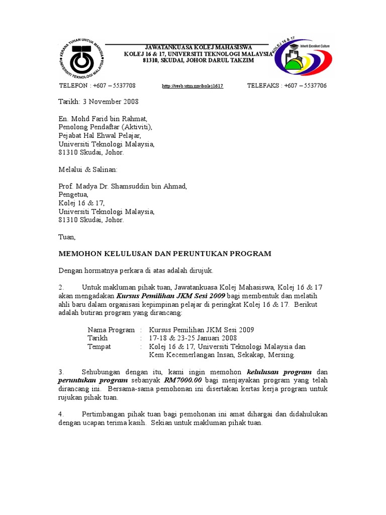 Permohonan Kelulusan Program | PDF | Bisnis