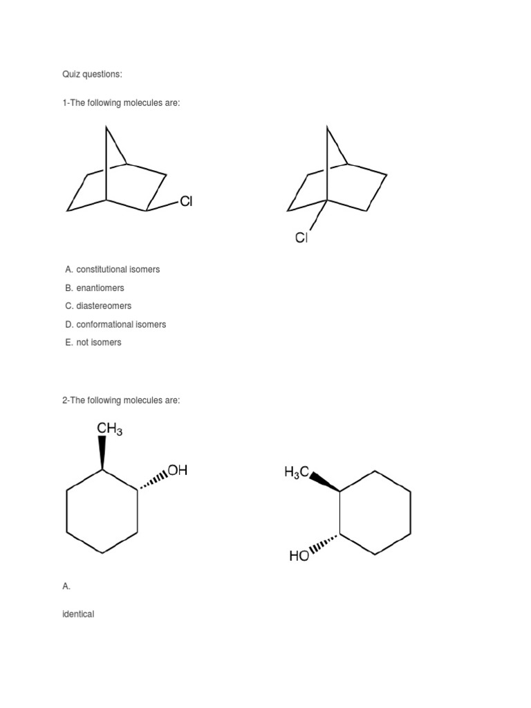Stereochemistry Quiz Questions | PDF | Language Arts & Discipline ...