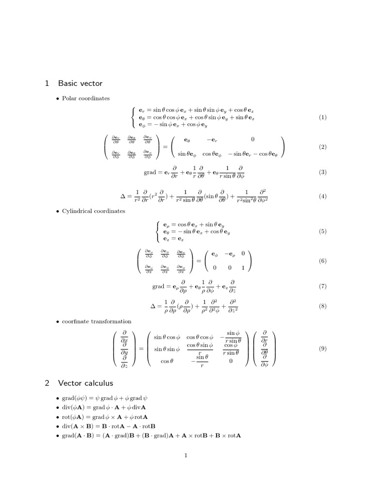 Vector Calculus and Coordinate Systems | PDF | Teaching Methods ...