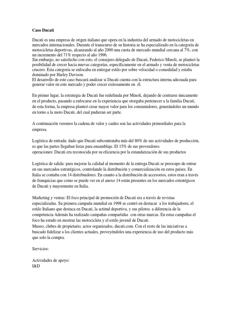 Caso Ducati v2 | PDF | Producto (Negocio) | Innovación