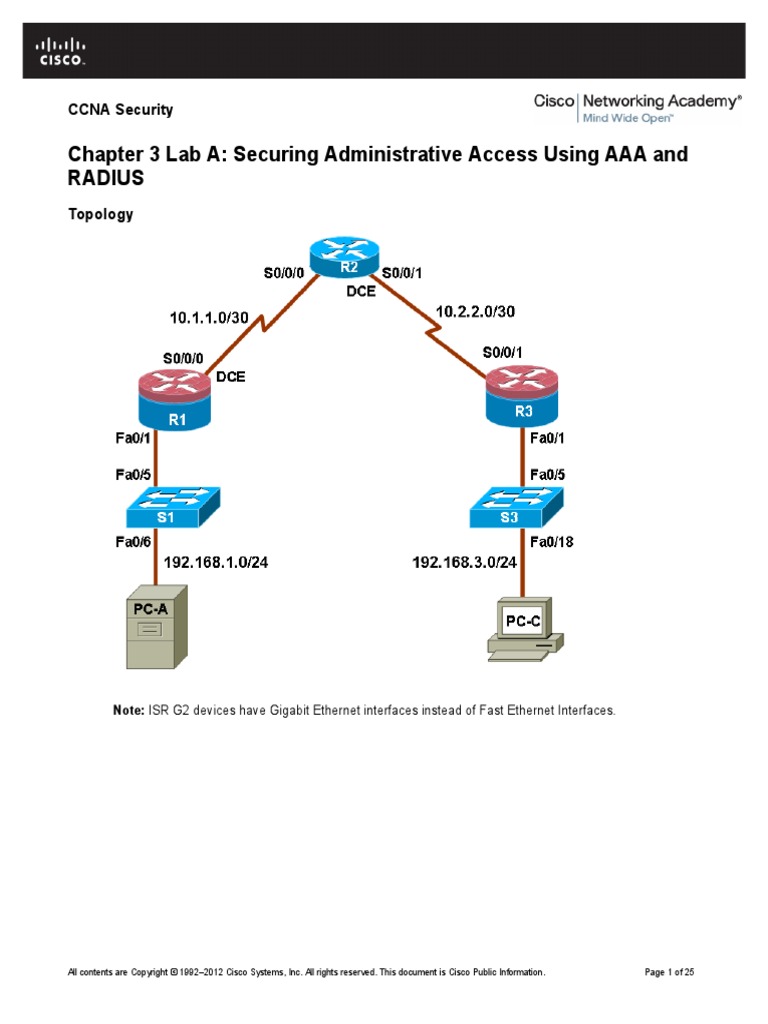 Chapter 3 Lab A: Securing Administrative Access Using AAA and Radius | PDF | Radius | Login